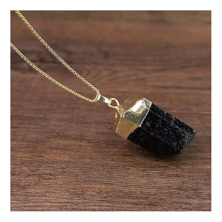 COLLAR DE TURMALINA NEGRA DORADO