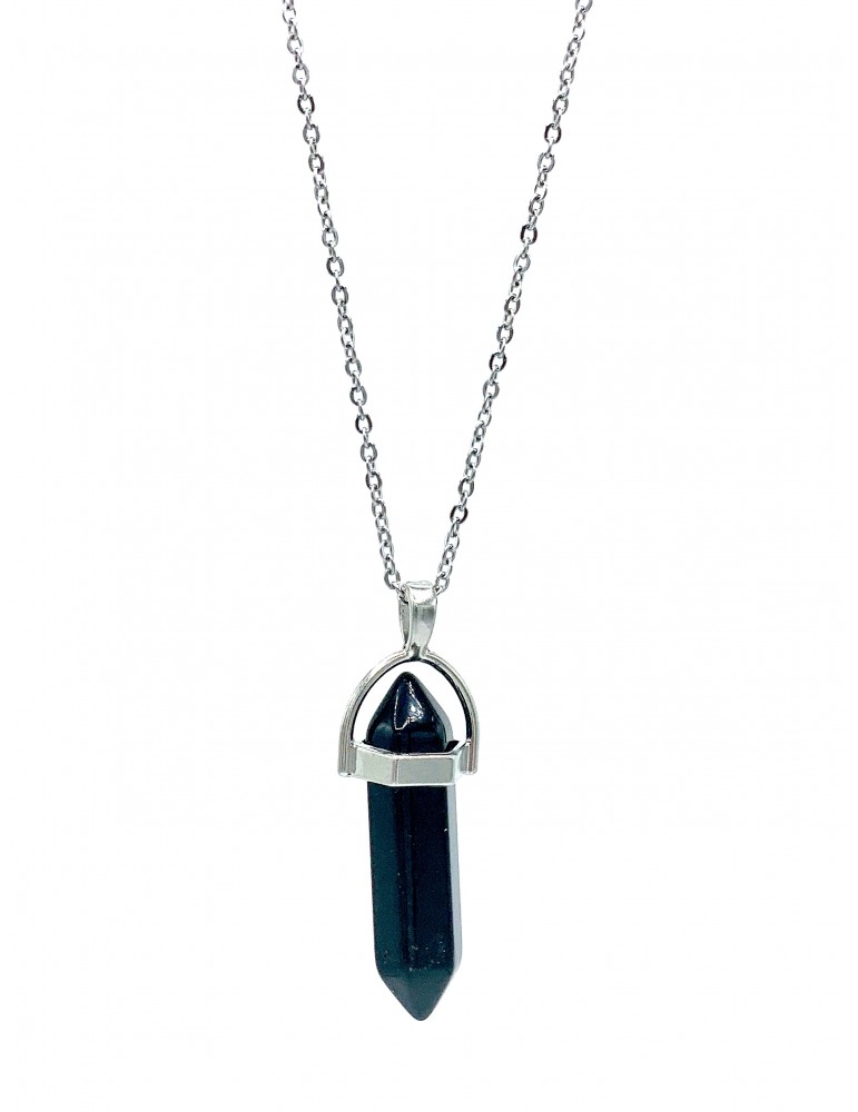 Collar Biterminado Turmalina Negra